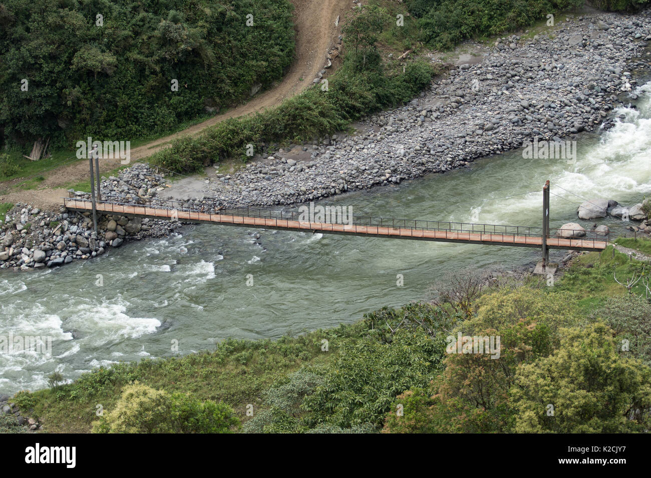 bridge across Andean river in Ecuador Stock Photo - Alamy