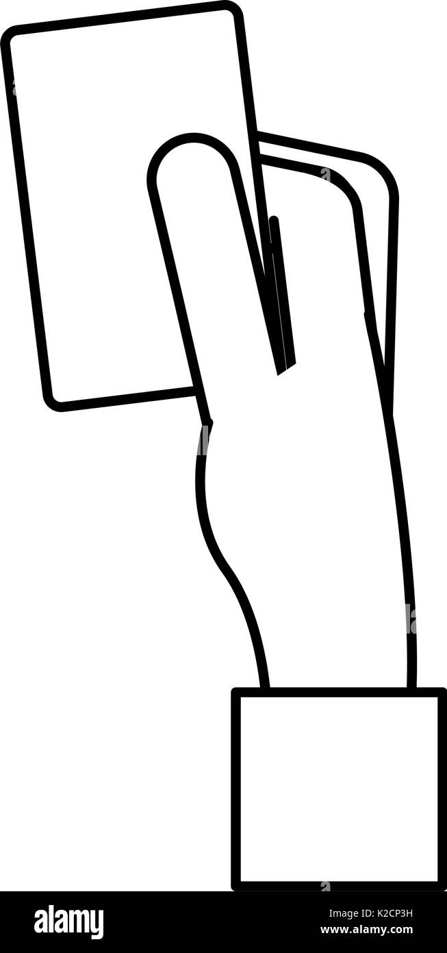 hand holding card icon image vector illustration design black line ...