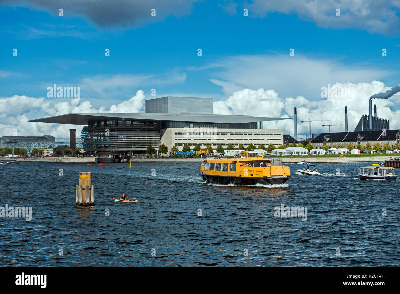 Movia water bus Nyhavn approaches pier at Nyhavn during Kulturhavn ...