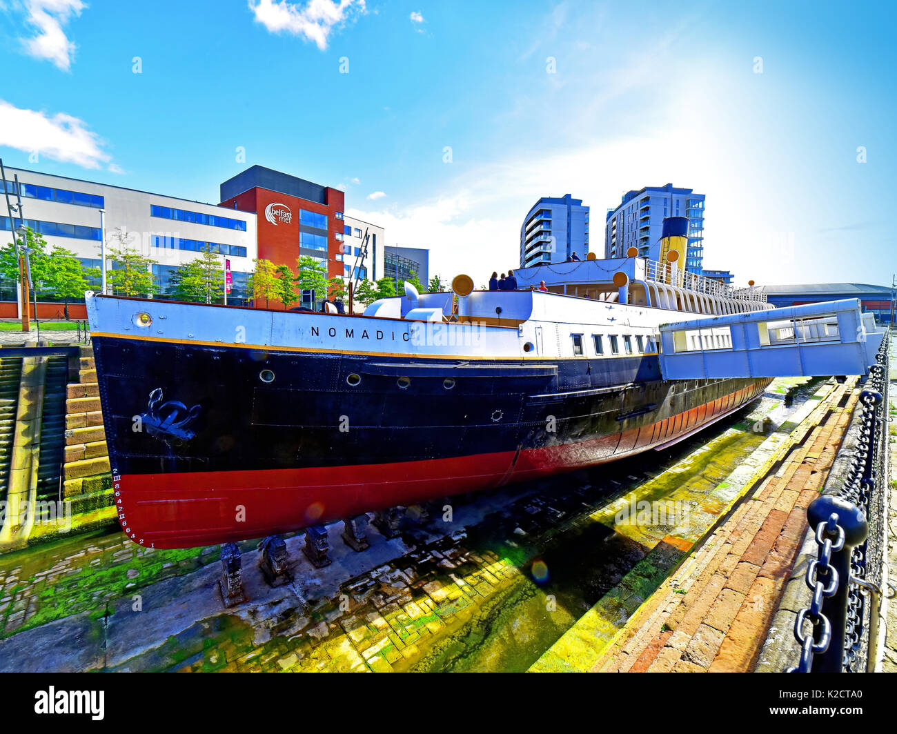 Belfast Northern Ireland Titanic Museum Hamilton dock and Nomadic Stock ...