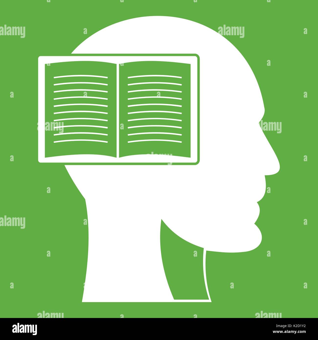 Head with open book icon green Stock Vector Image & Art - Alamy