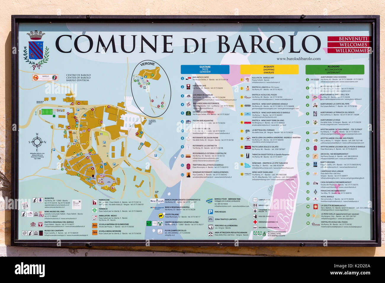 Map that shows all wine houses and locations.around Barolo, Piedmont ...