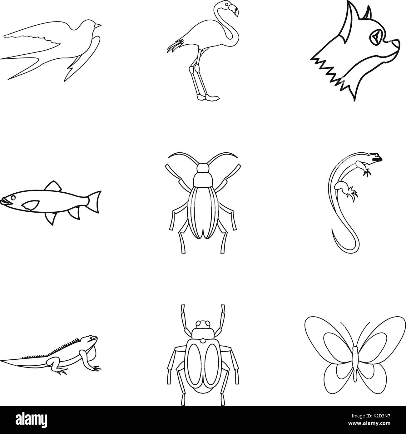Moth icons set, outline style Stock Vector Image & Art - Alamy
