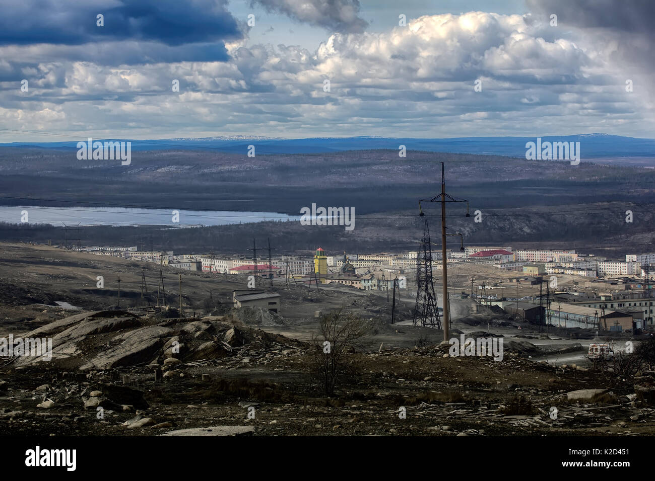 Disturbed natural environment. Plants of forest-tundra died because of ...