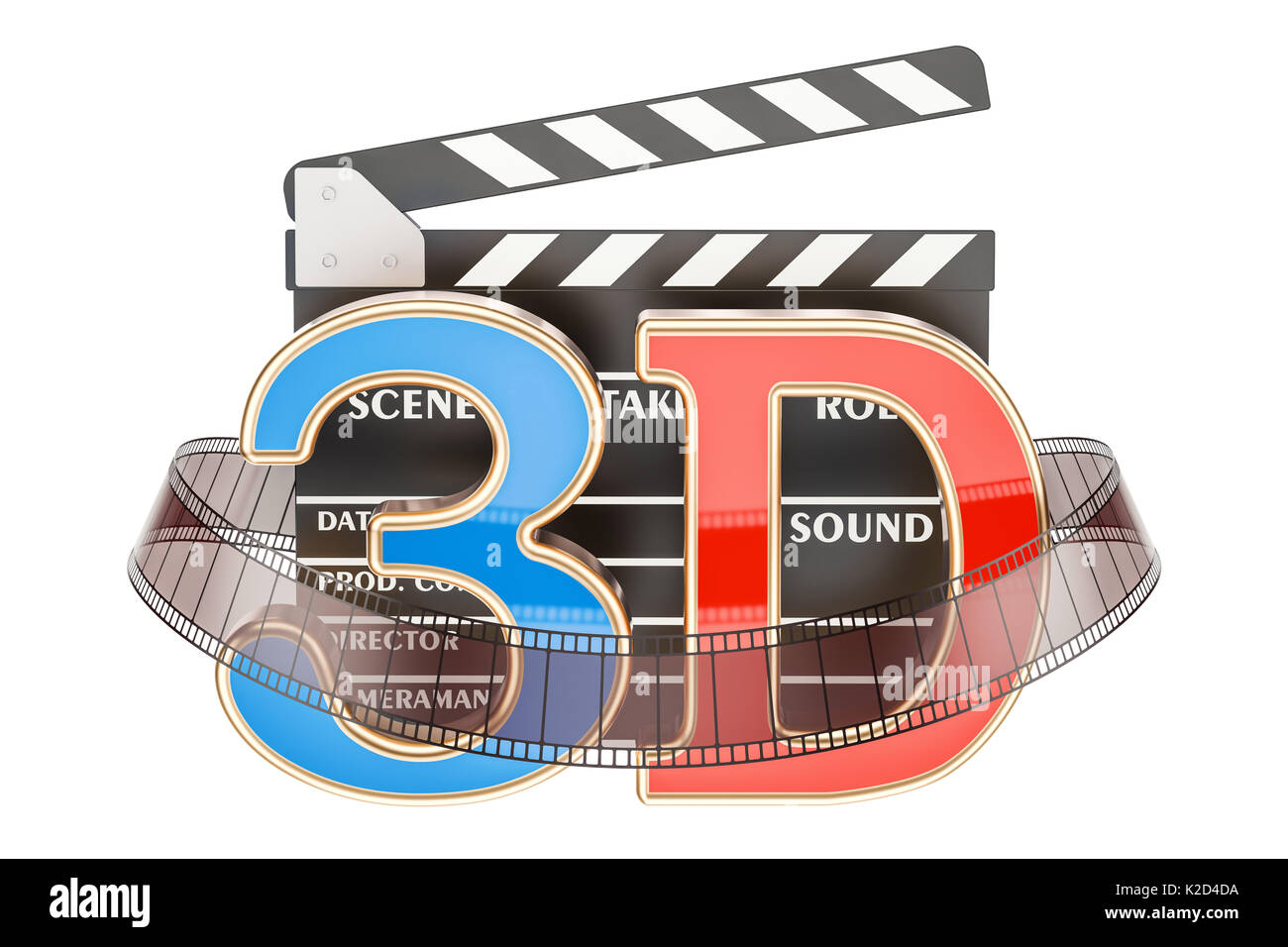 3D cinema concept with movie clapper board, 3D rendering Stock Photo ...