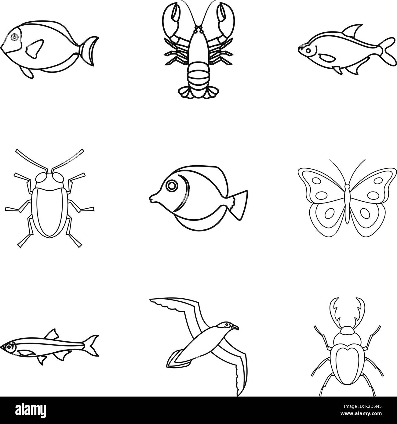 Sea fish icons set, outline style Stock Vector Image & Art - Alamy