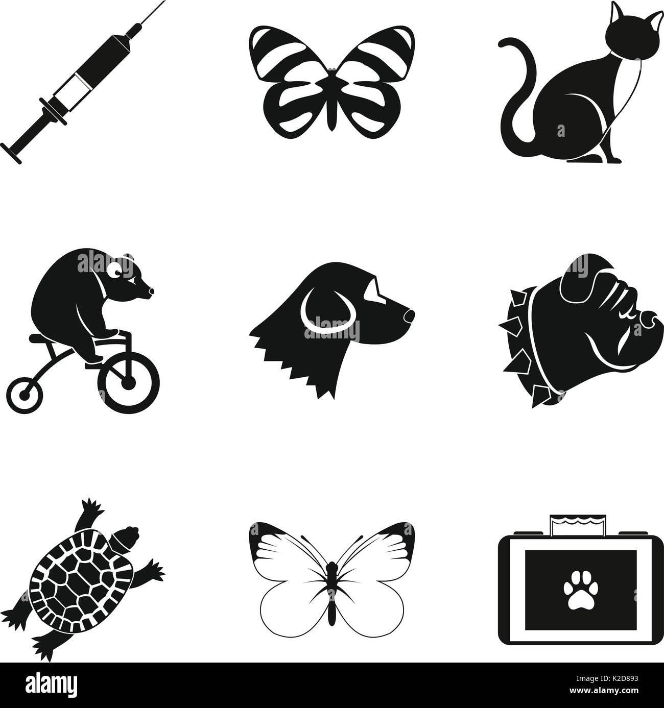 Smart animal icons set, simple style Stock Vector Image & Art - Alamy