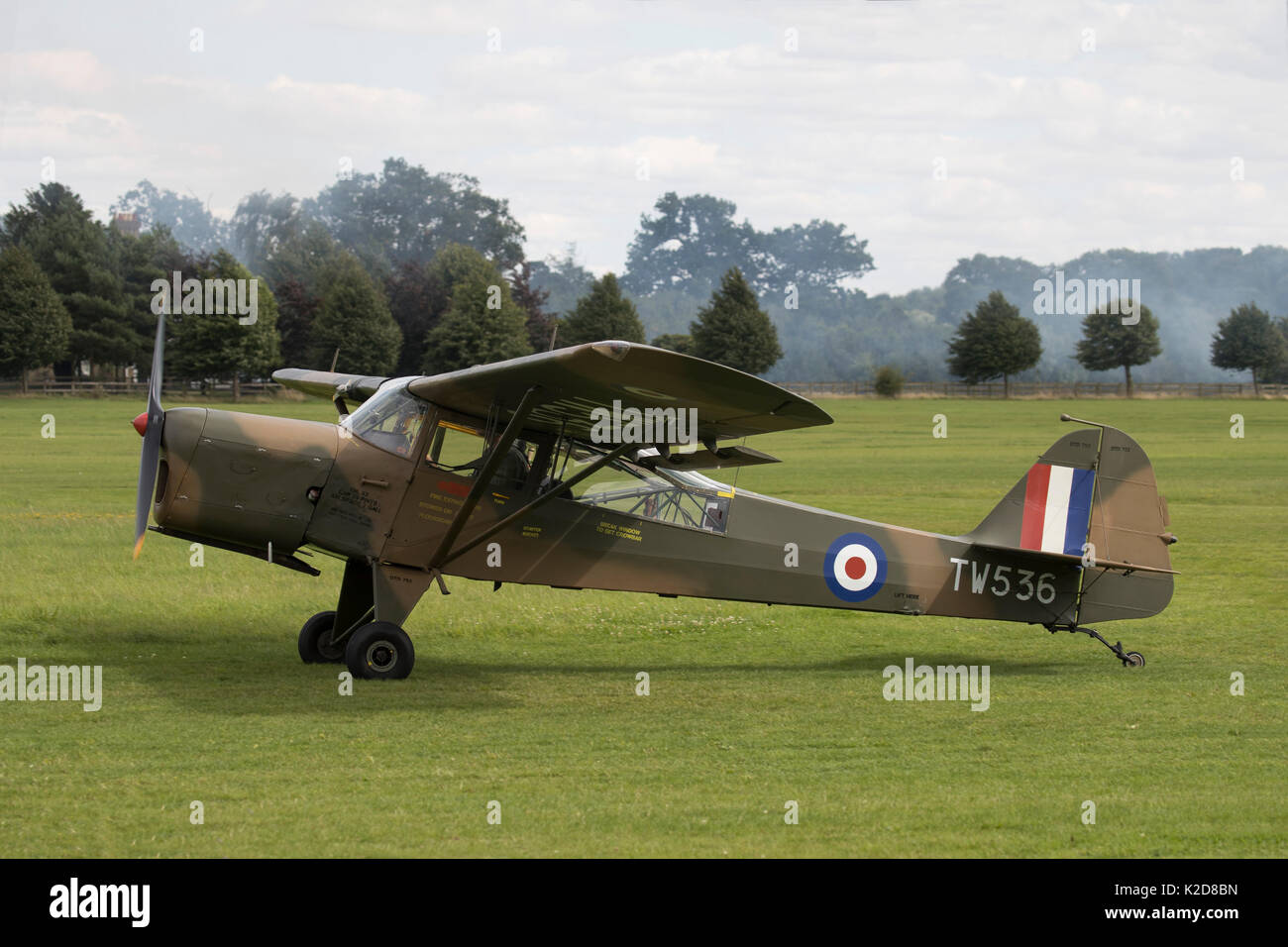 Auster AOP 6 aircraft of World War Two flying at the Shuttleworth Trust ...