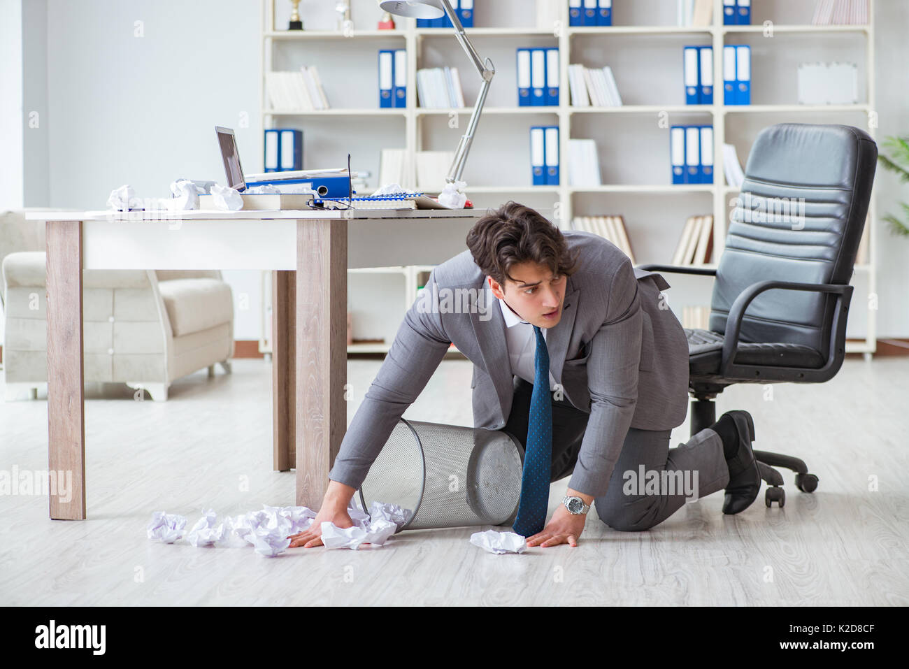 Angry businessman shocked working in the office fired sacked Stock ...