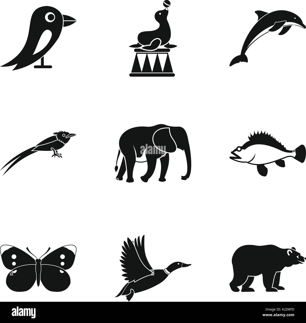 Training of animal icons set, simple style Stock Vector Image & Art - Alamy