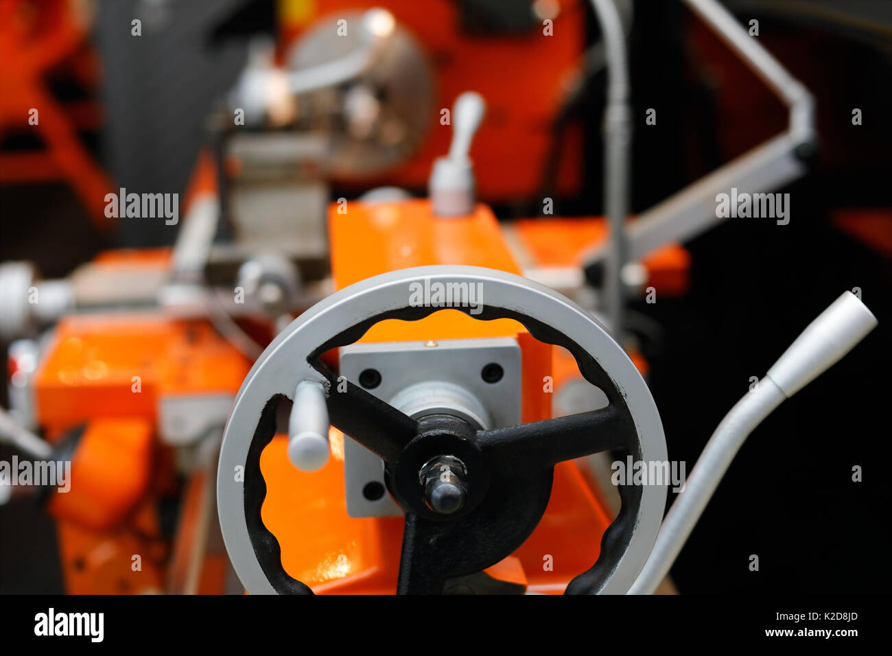 Lathe machine with tailstock on the foreground. Selective focus Stock ...