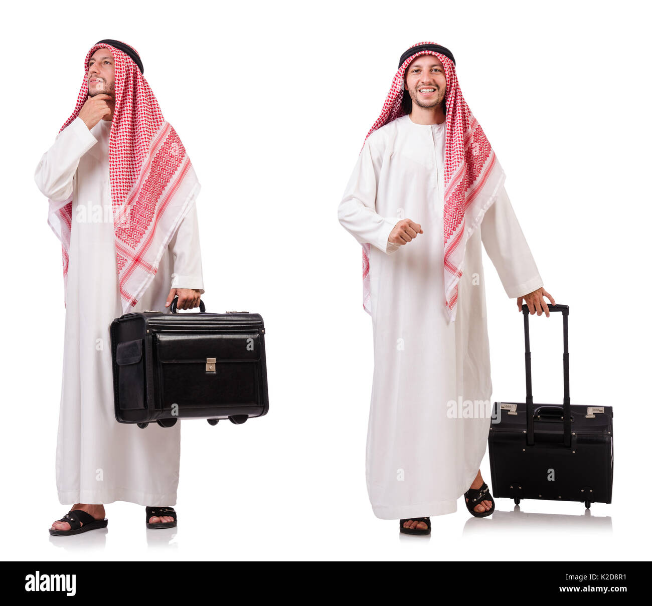 Arab man with luggage on white Stock Photo - Alamy