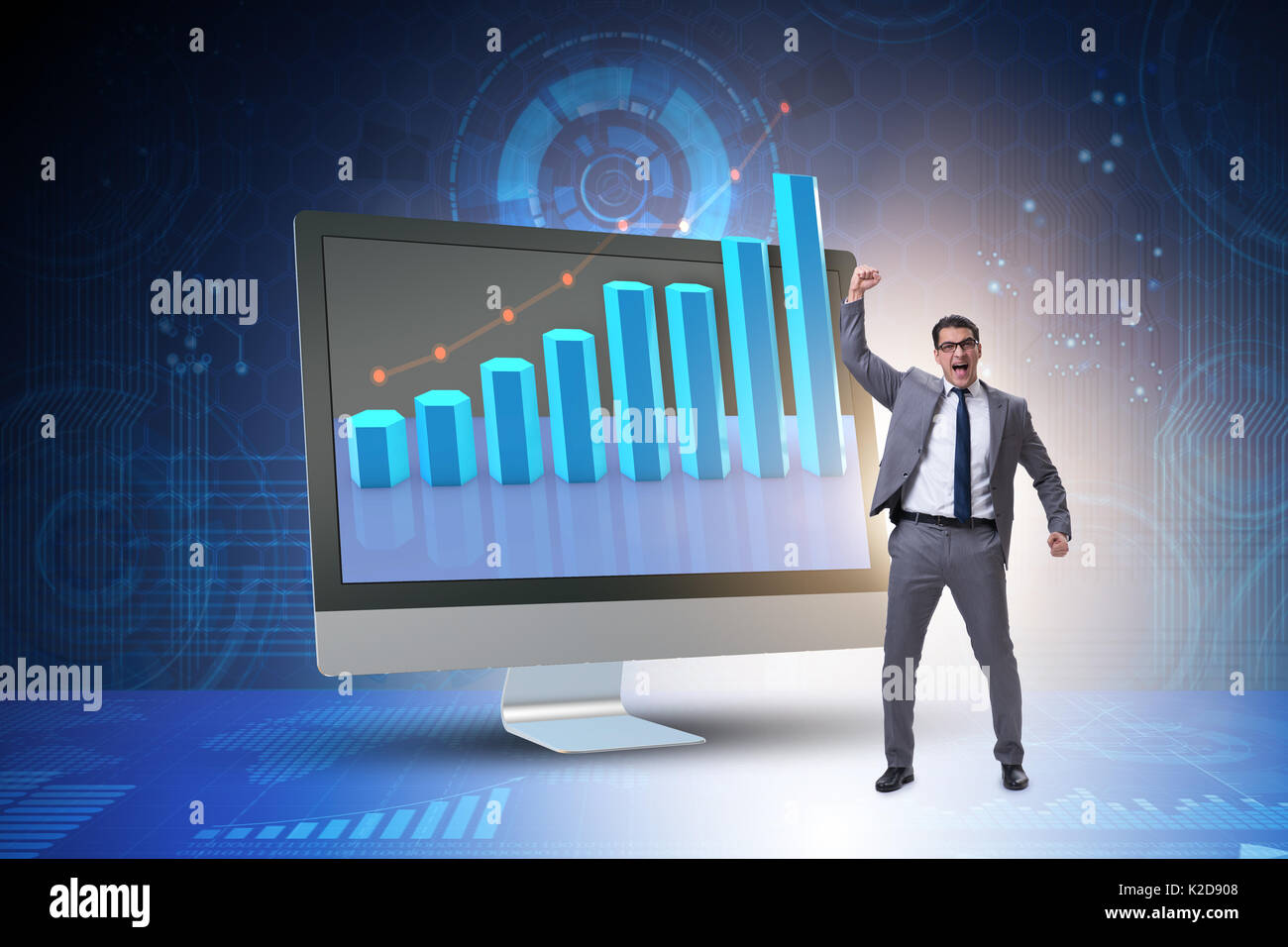 Businessman in economic forecasting concept with charts Stock Photo - Alamy