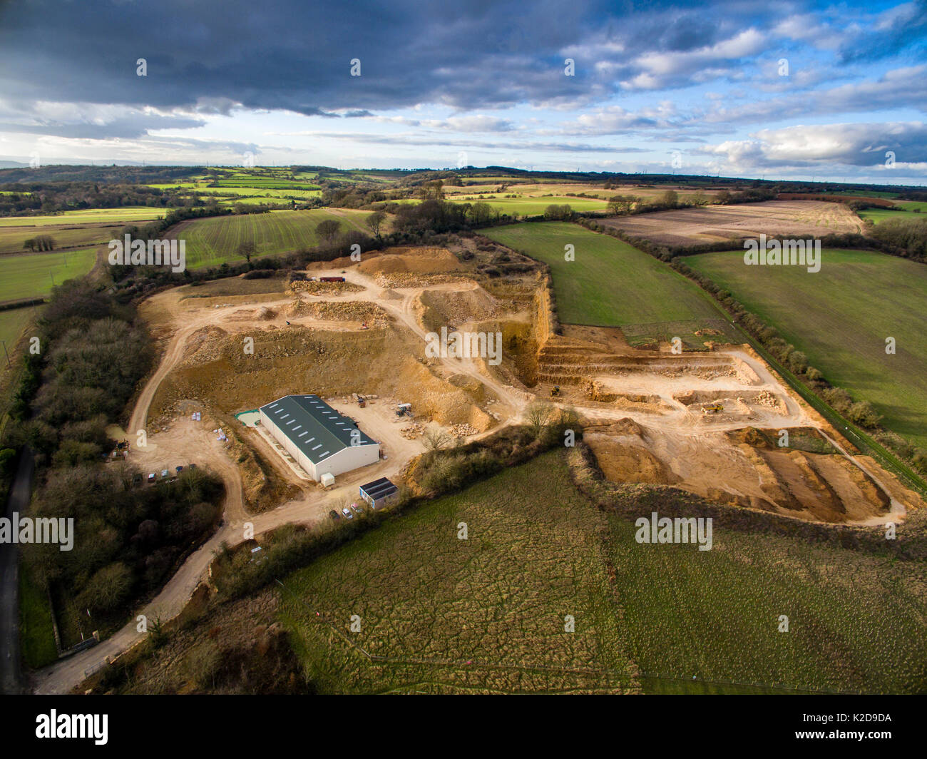 A limestone quarry at Syreford Quarry, Gloucestershire, UK. Shot with ...