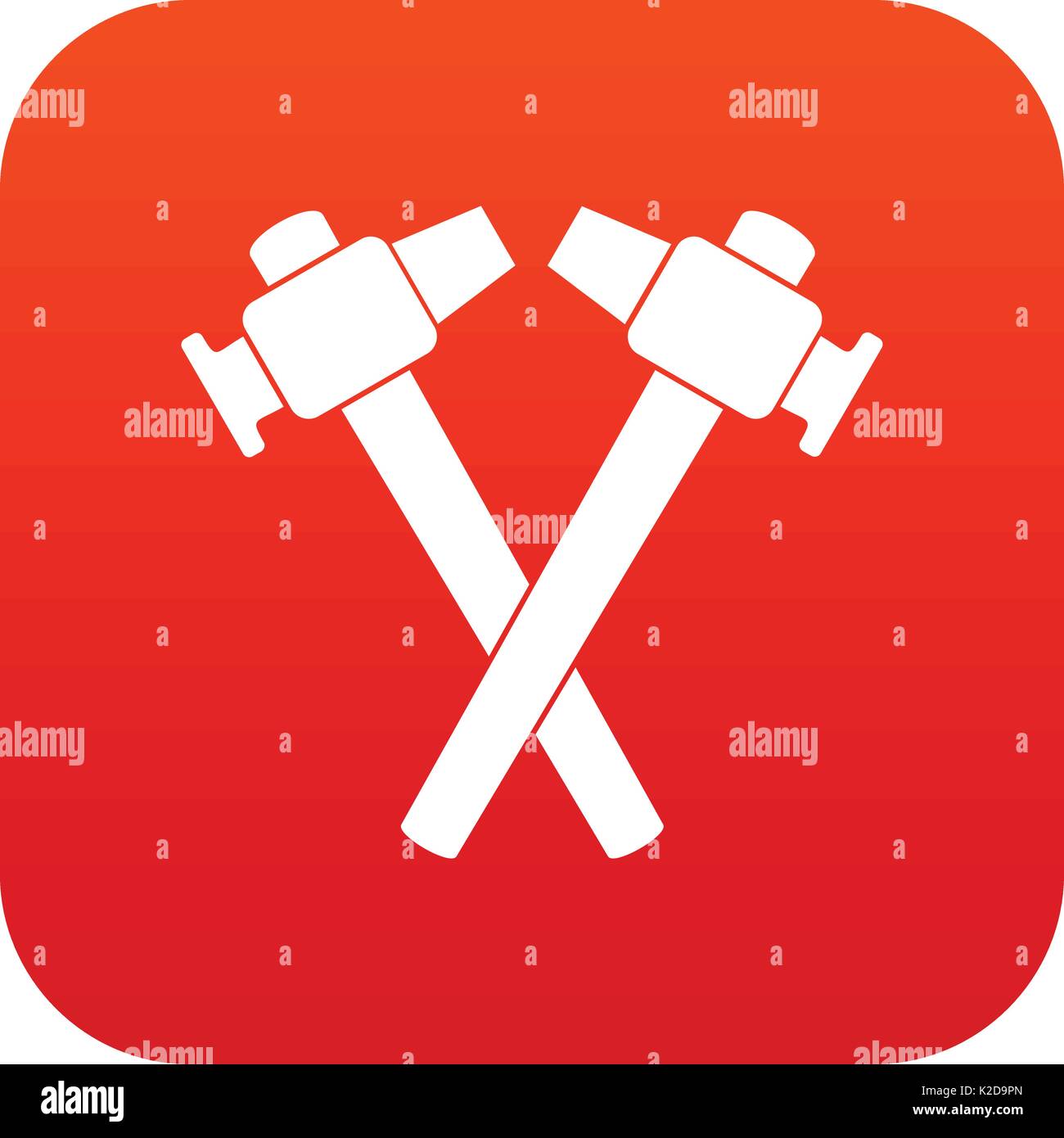 Crossed blacksmith hammer icon digital red Stock Vector Image & Art - Alamy