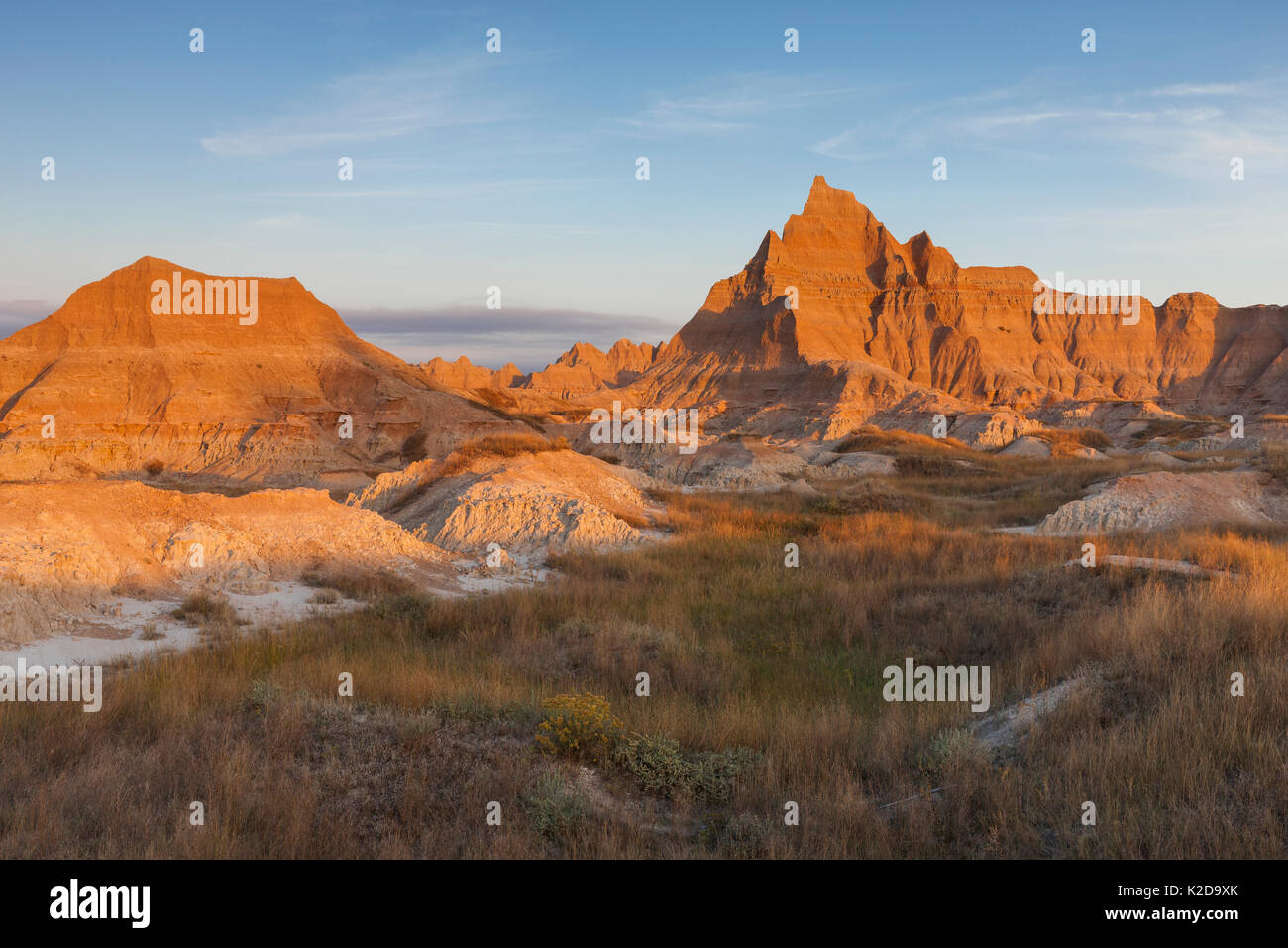 Eroded landscape, Sandstone striations and erosional features, Badlands ...
