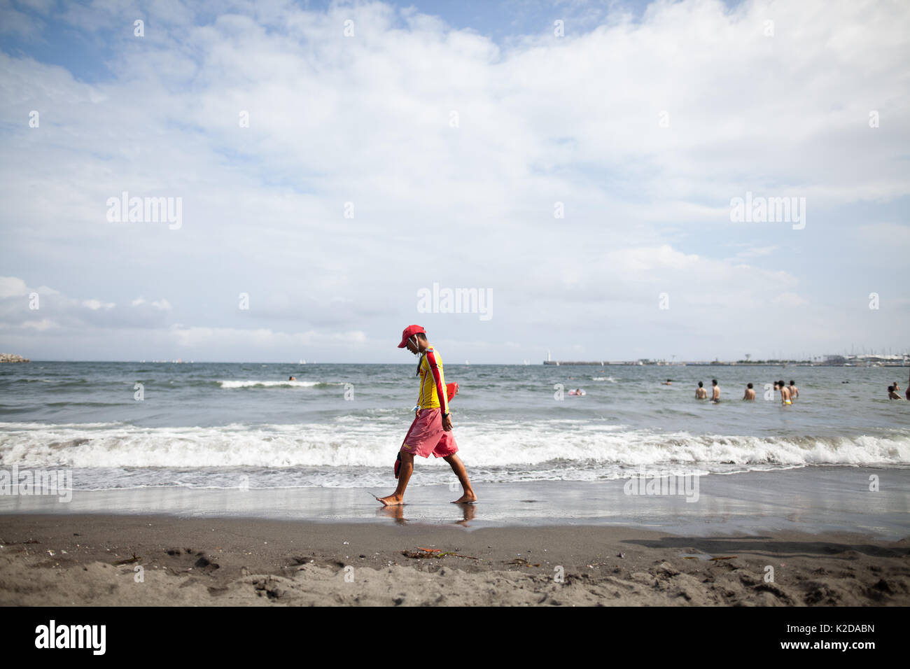 A Japanese life guard on a beach in Enoshima, Kanagawa, Japan Stock ...