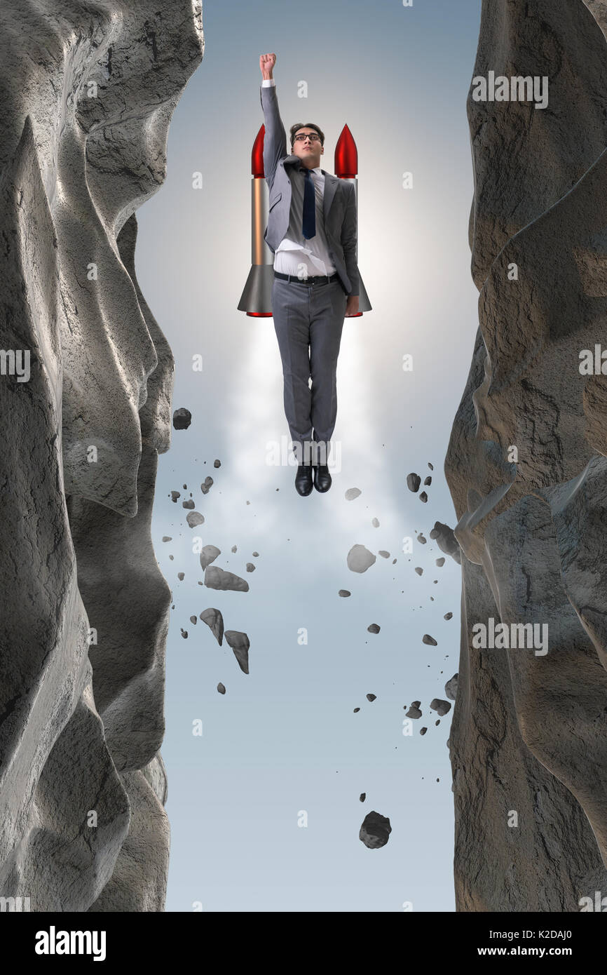 Businessman overcoming challenges in business concept Stock Photo - Alamy