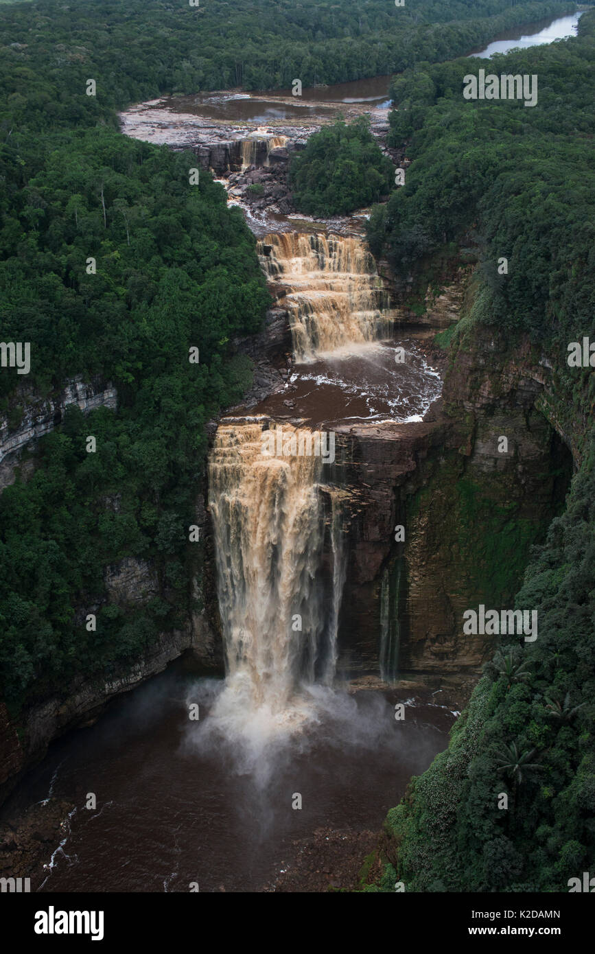 Sakaika Falls seen from the air, Ekereku river, Cuyuni-Mazaruni Region ...
