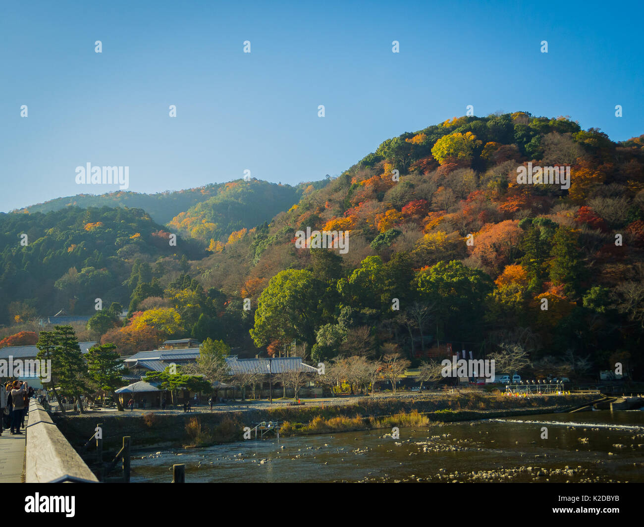 HAKONE, JAPAN - JULY 02, 2017: Unidentified people walking over a ...