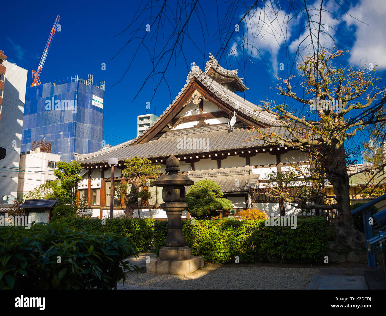 OSAKA, JAPAN - JULY 02, 2017: Beautiful old historical temple at Osaka ...