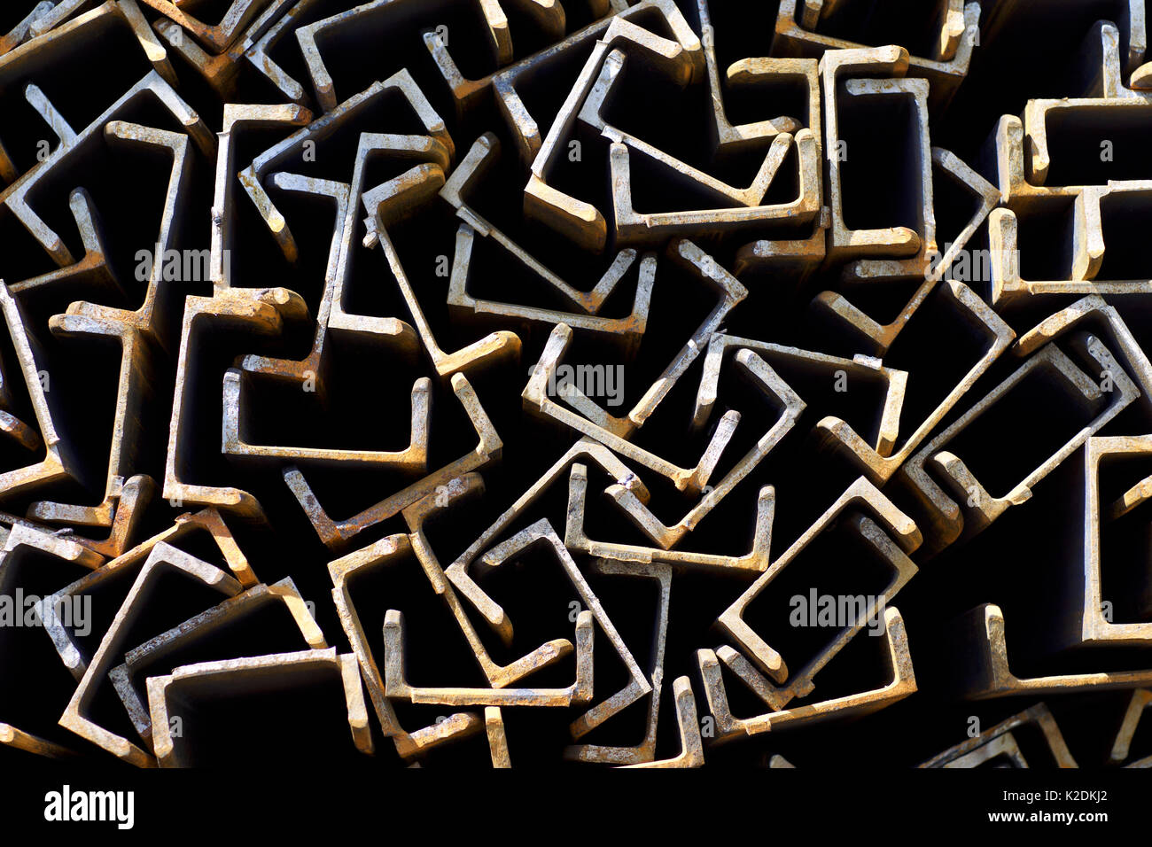 Metal profile channel in packs at the warehouse of metal products ...
