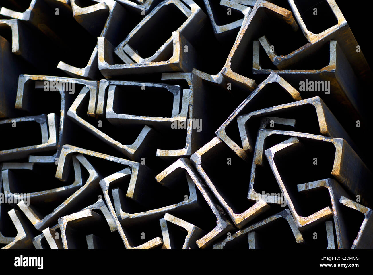 Metal profile channel in packs at the warehouse of metal products ...
