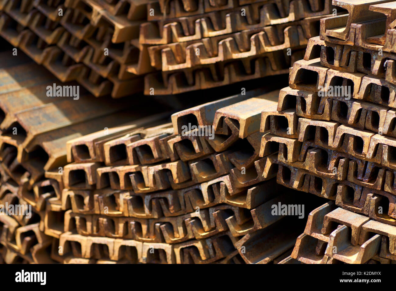 Metal profile channel in packs at the warehouse of metal products ...