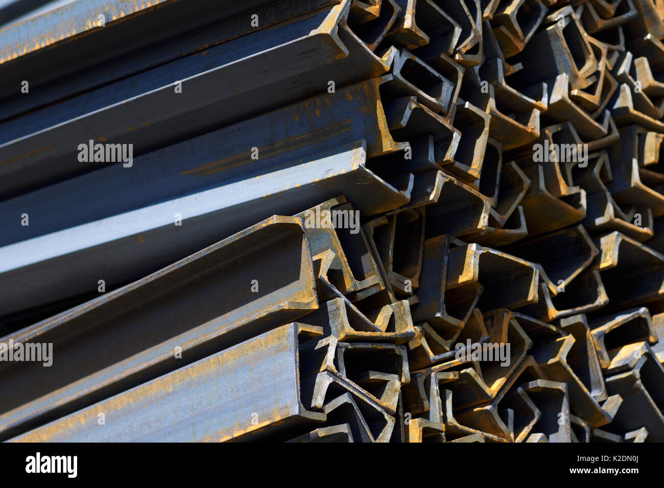 Metal profile channel in packs at the warehouse of metal products ...