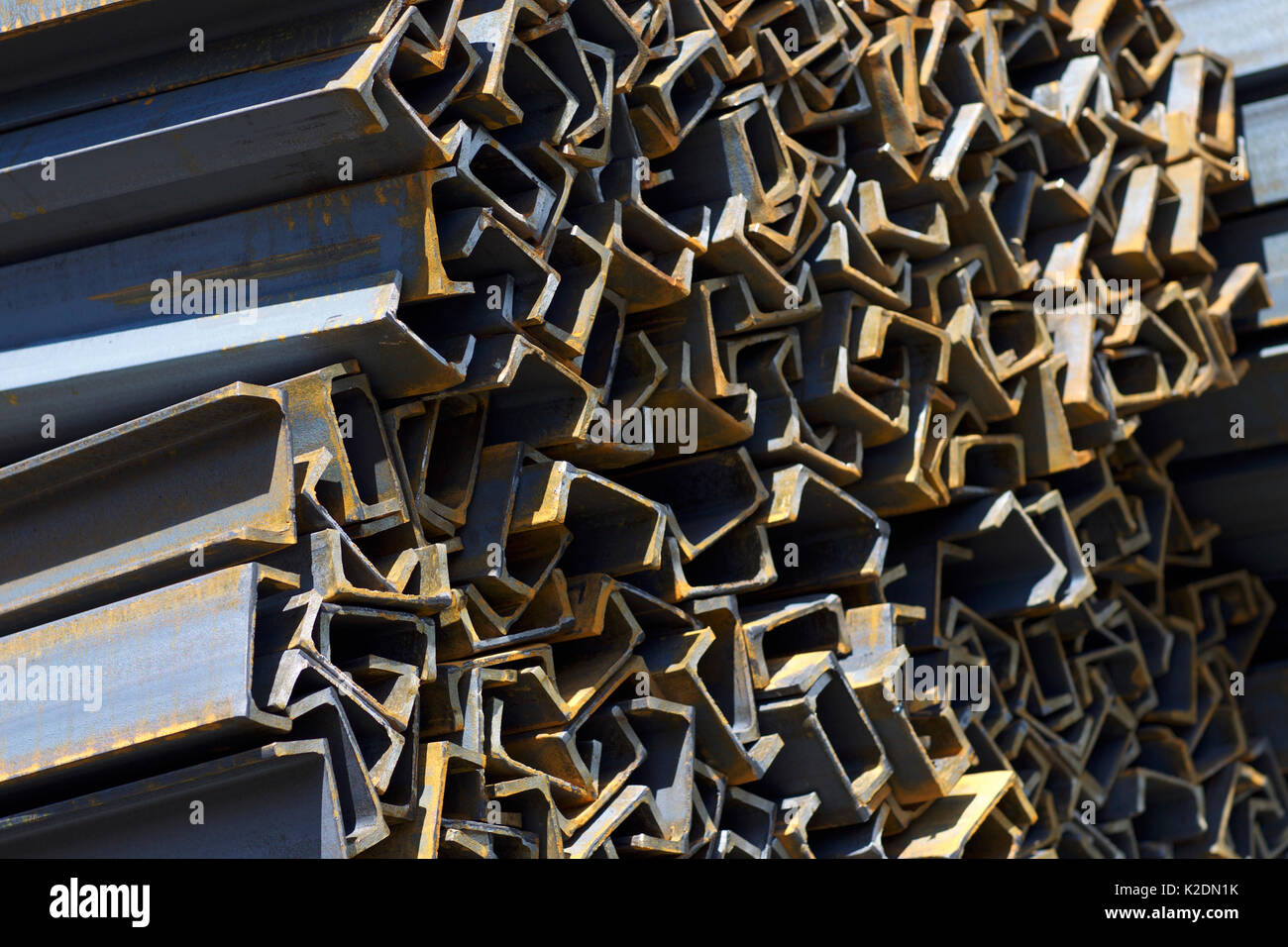 Metal profile channel in packs at the warehouse of metal products ...