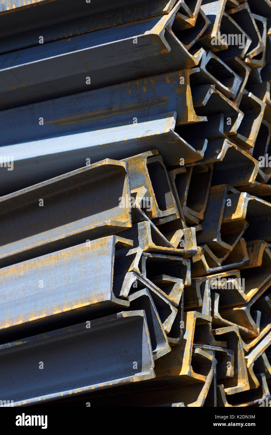Metal profile channel in packs at the warehouse of metal products ...