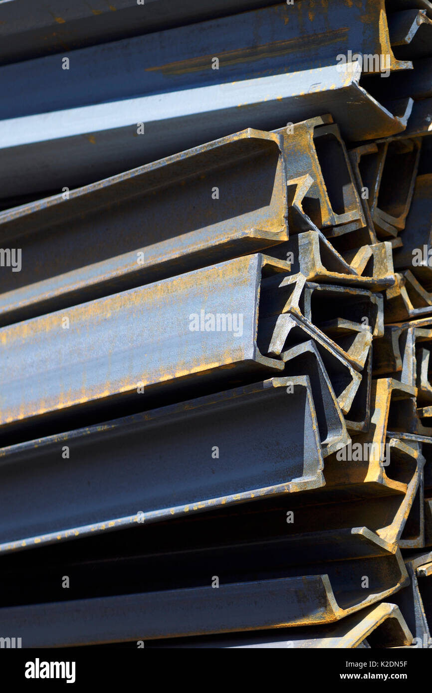 Metal profile channel in packs at the warehouse of metal products ...