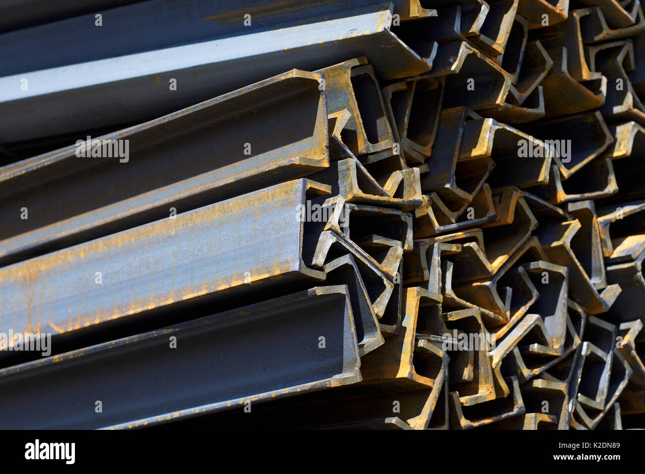 Metal profile channel in packs at the warehouse of metal products ...