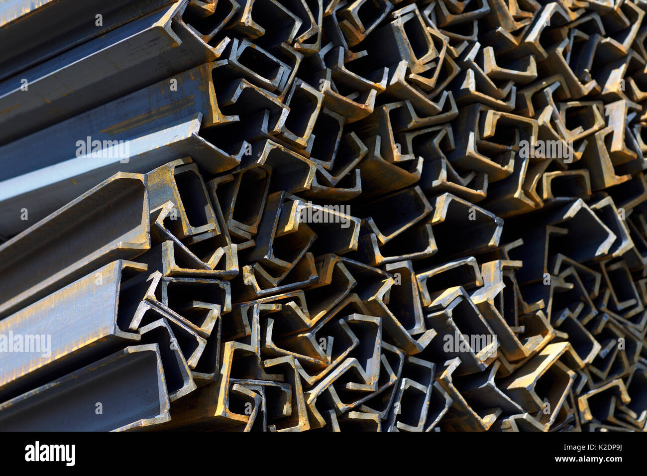 Metal profile channel in packs at the warehouse of metal products ...