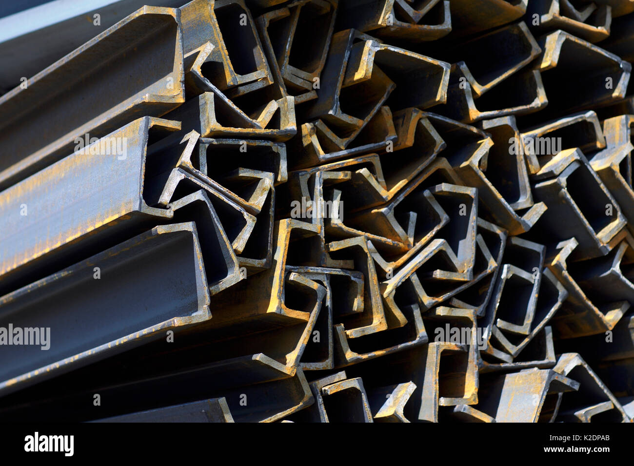 Metal profile channel in packs at the warehouse of metal products ...