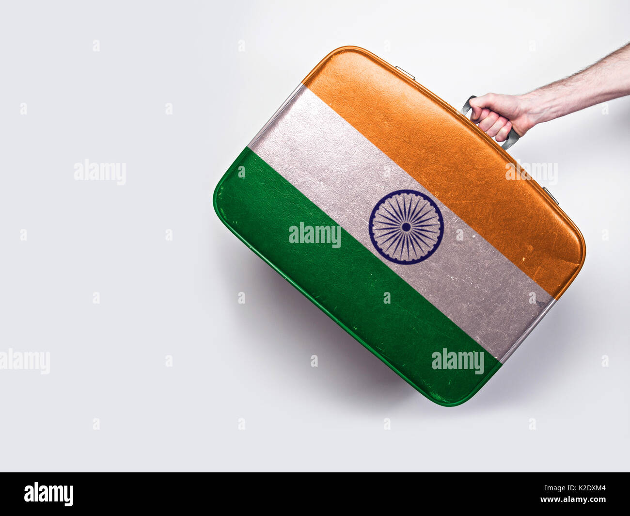 India flag on a vintage leather suitcase Stock Photo - Alamy