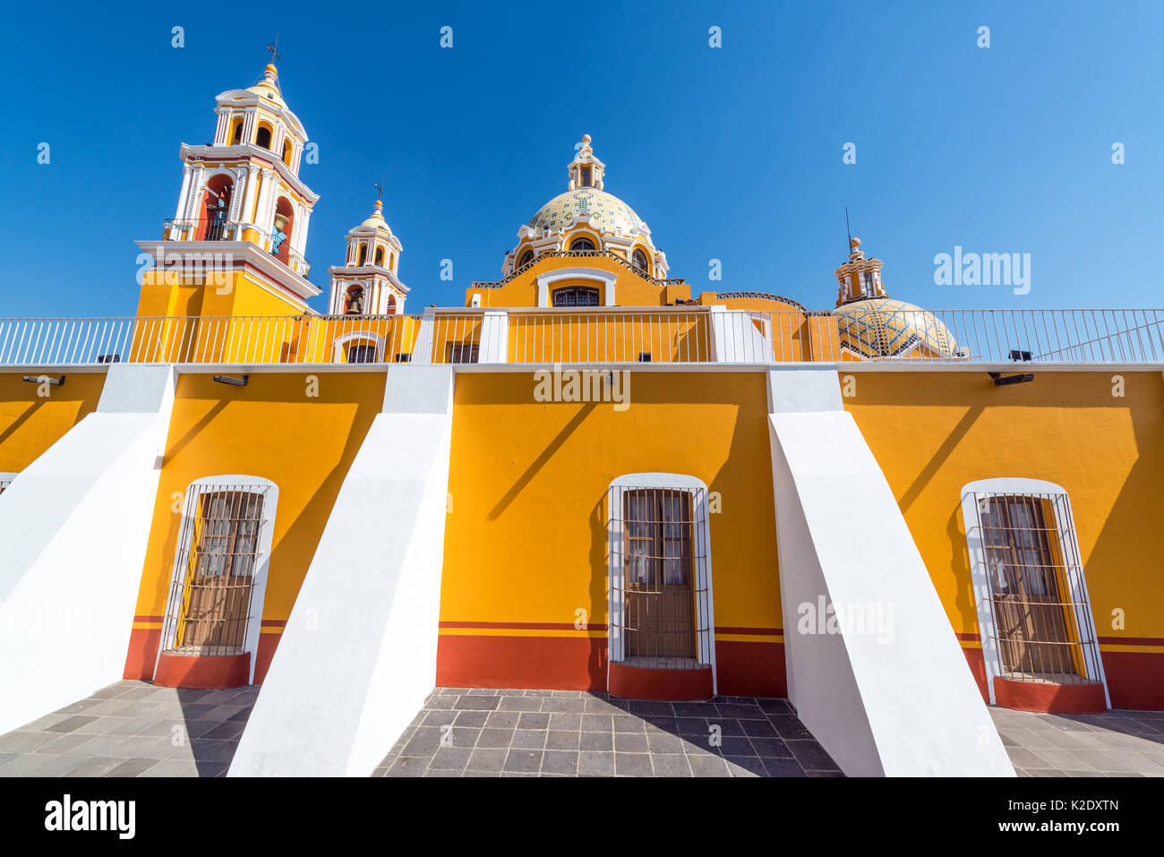 Side view of the stunning Our Lady of Remedies church in Cholula ...