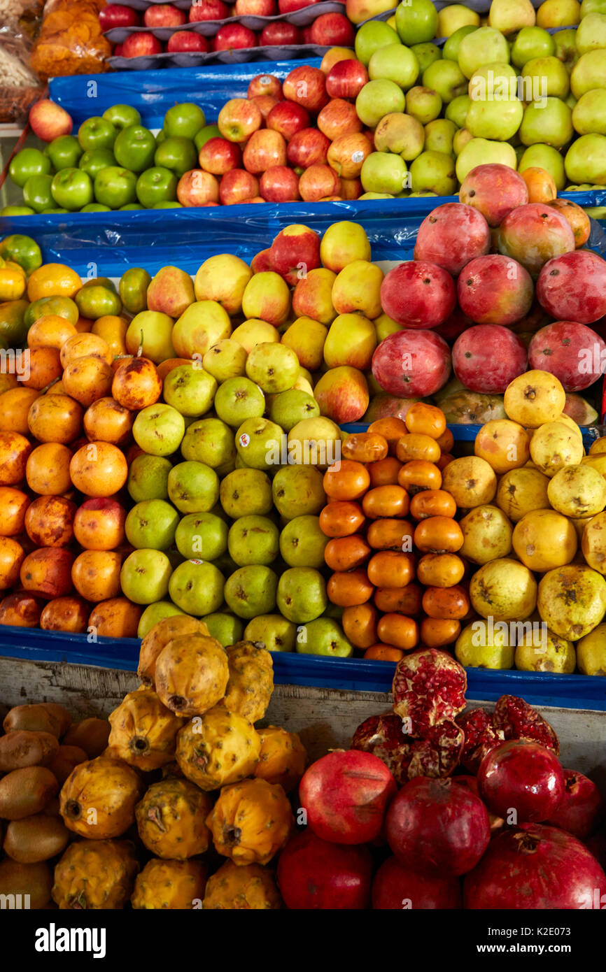 Fruit stall at San Pedro Market, Cusco, Peru, South America Stock Photo ...