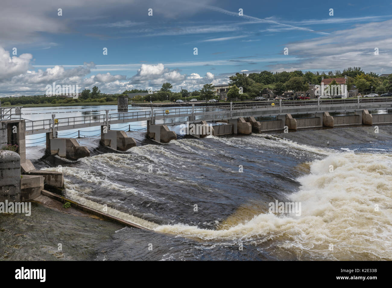 Galway, Ireland - August 5, 2017: Water control dam with open and ...