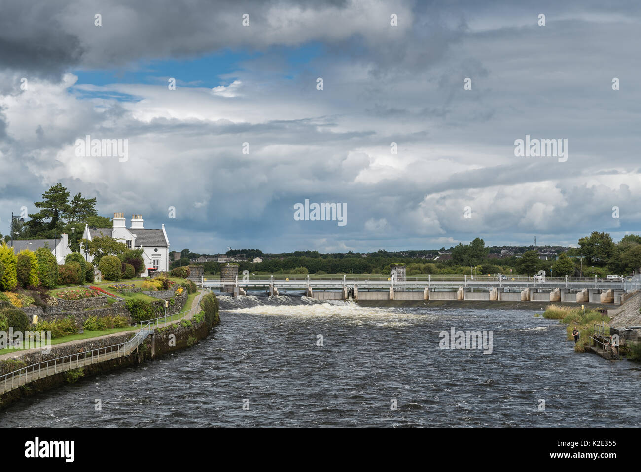 Galway, Ireland - August 3, 2017: Speed and volume of the fast flowing ...