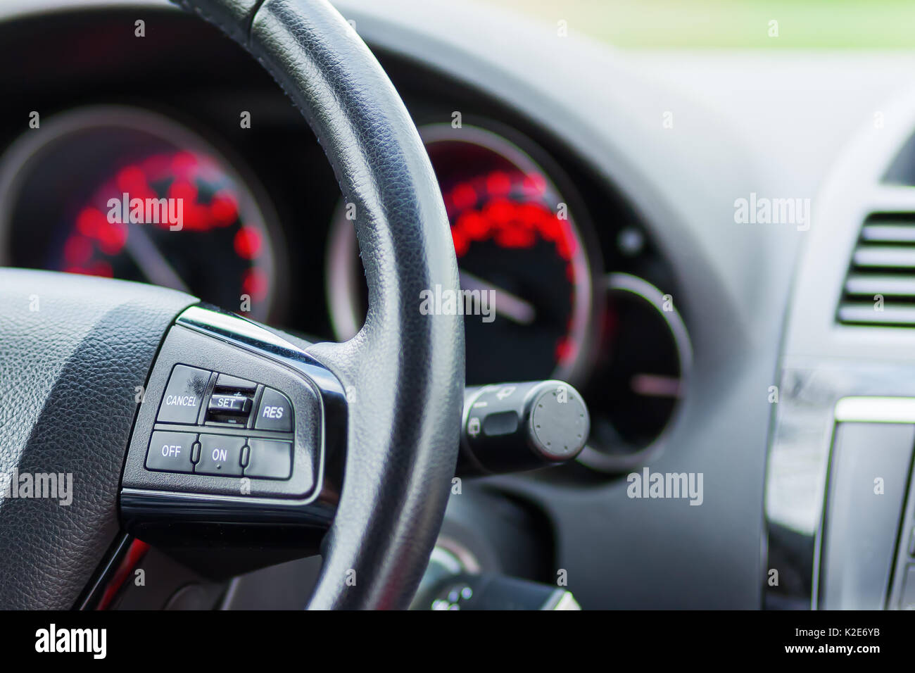 closeup picture of a steering wheel and dashboard of a car Stock Photo ...