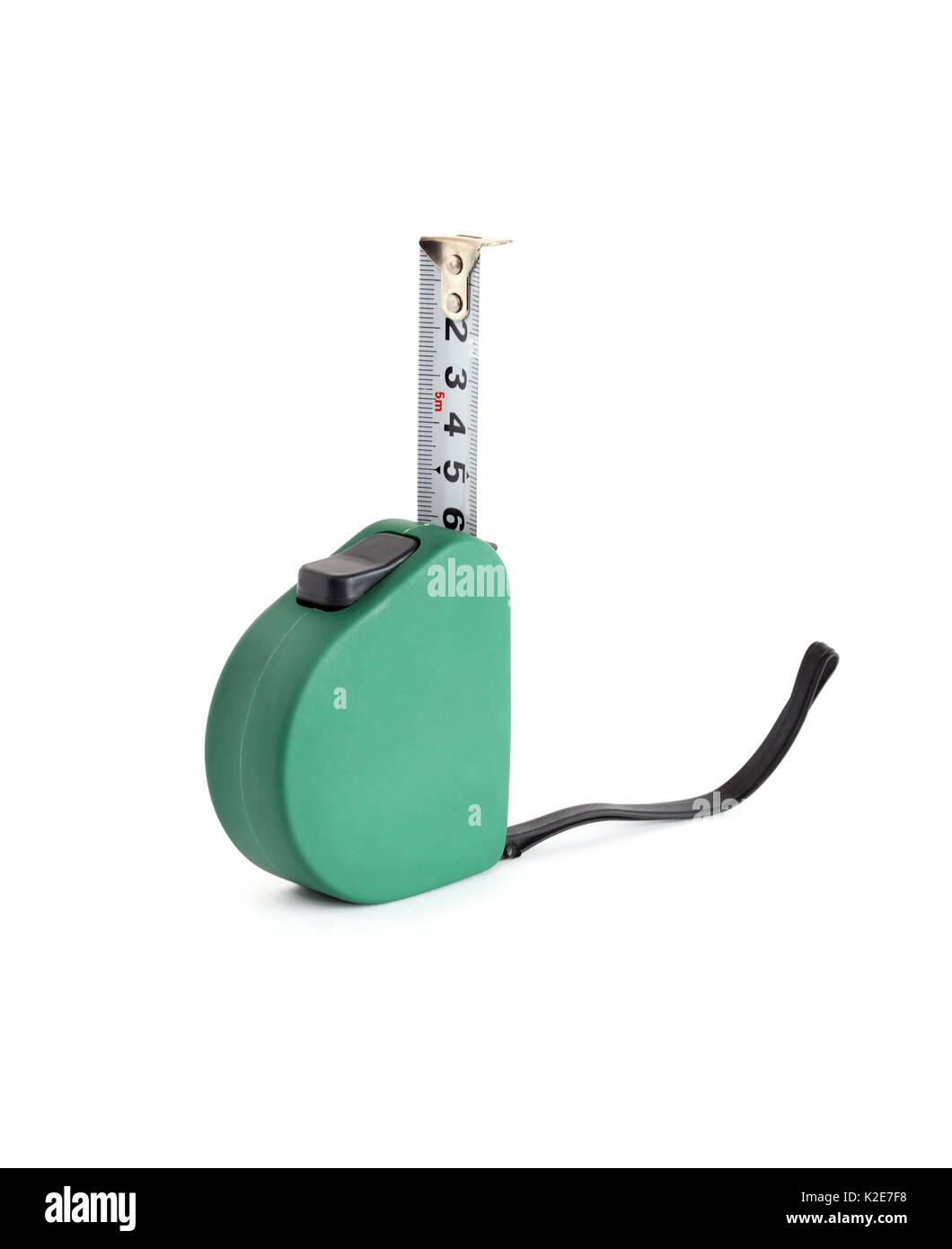 Green tape measure on white background. Isolated with clipping path ...