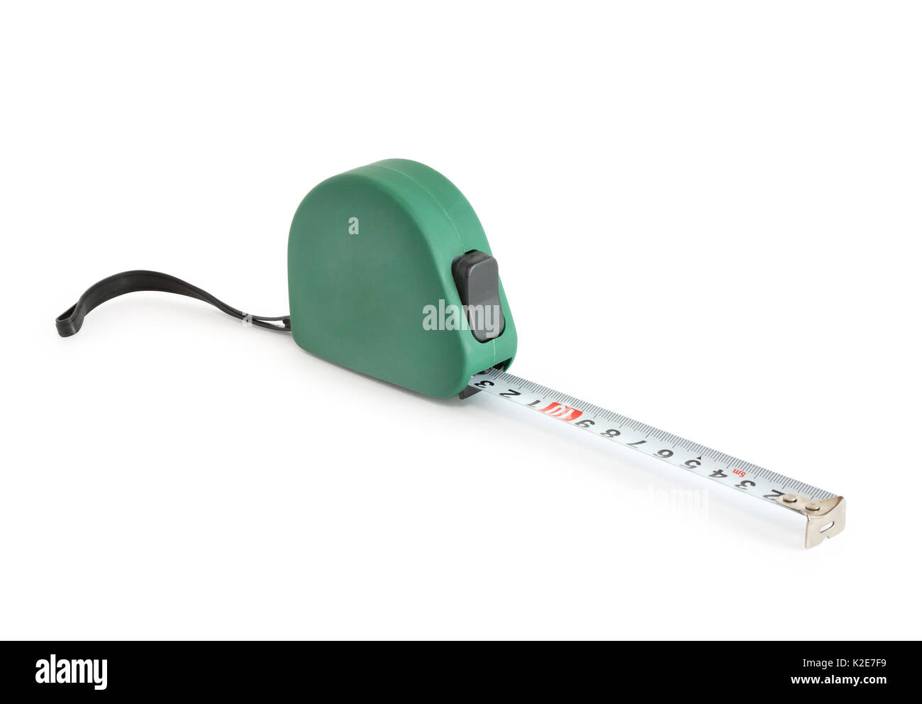 Green tape measure on white background. Isolated with clipping path ...