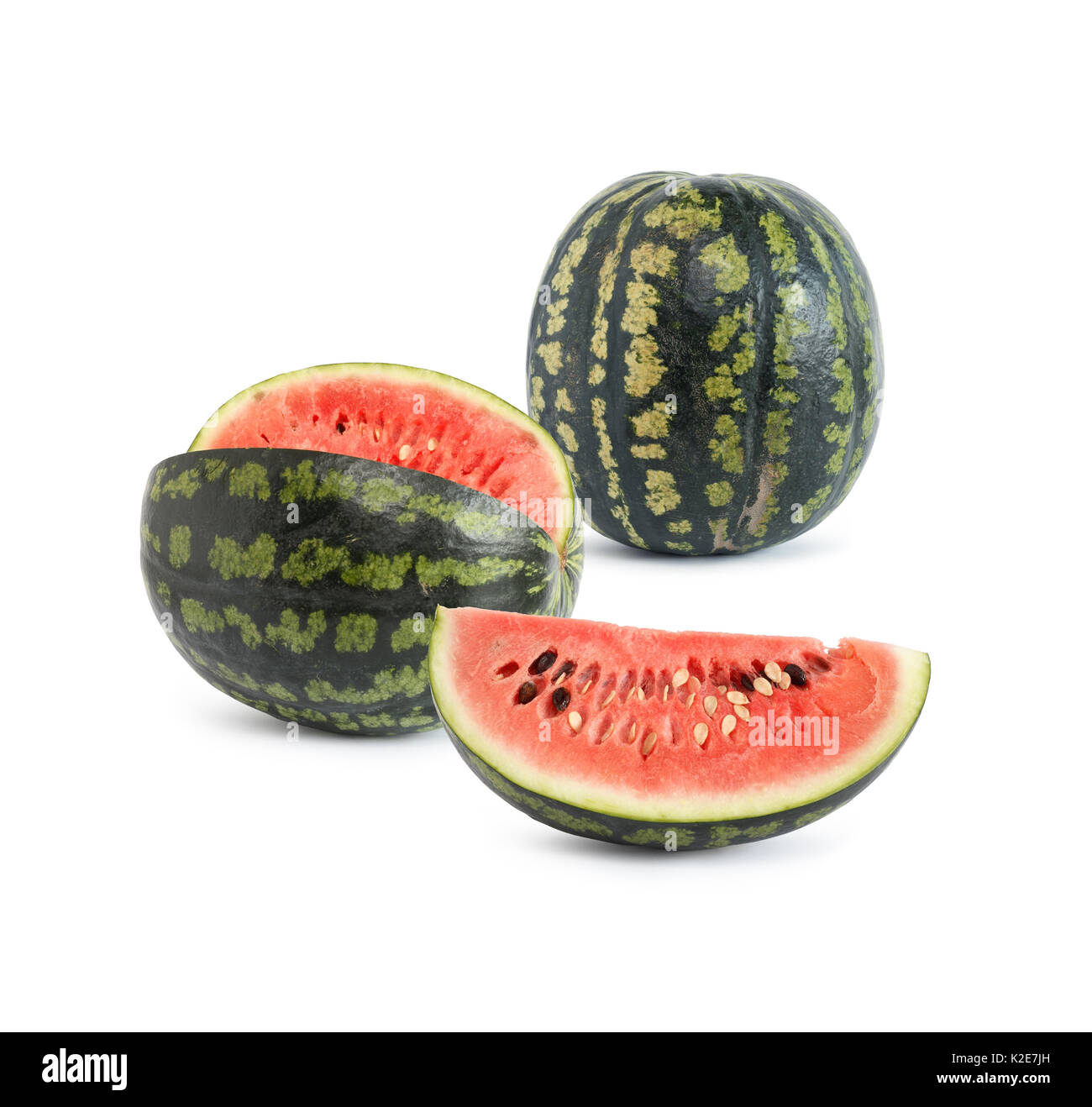 Two freshness watermelons on white background Stock Photo - Alamy
