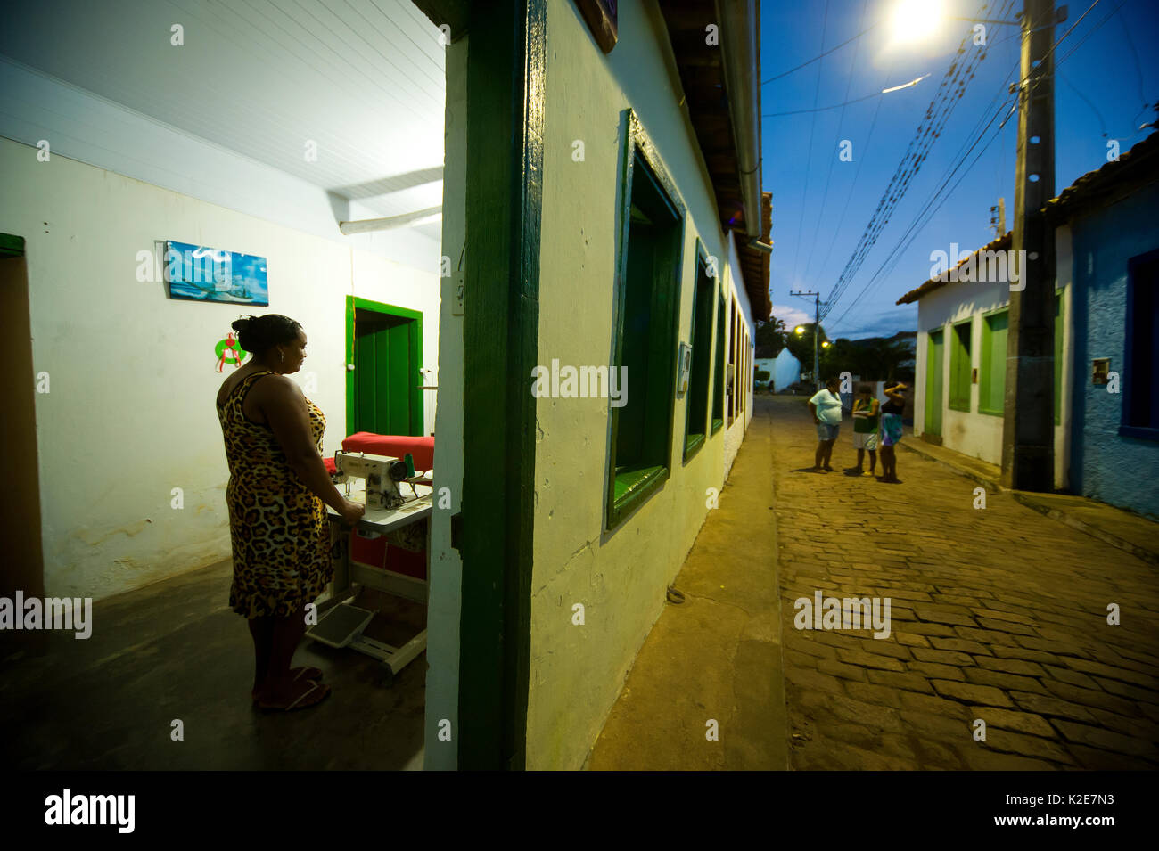 Street scene at dusk at Igatu village, Chapada Diamantina, Bahia Estate ...
