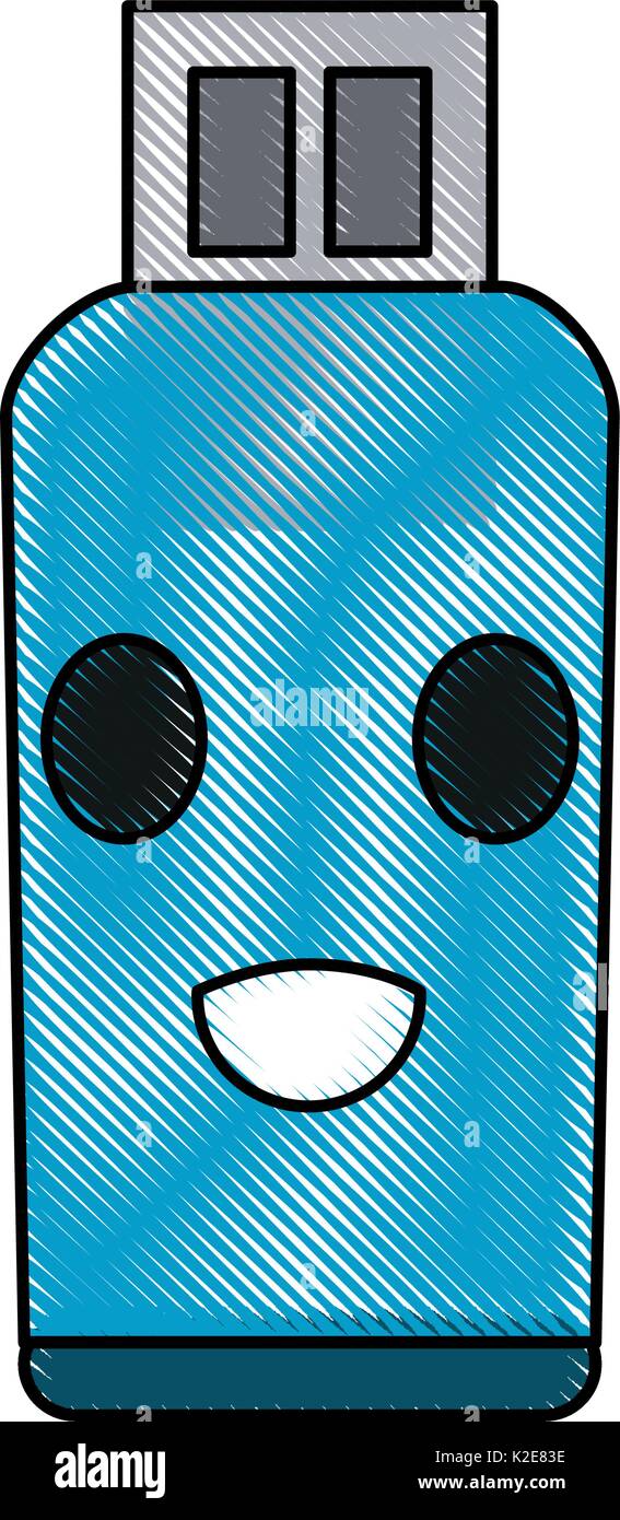 Colorful doodle USB over white background vector illustration Stock ...
