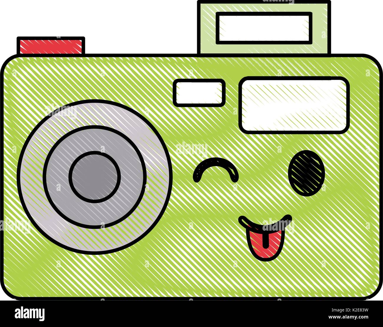 Colorful doodle kawaii camera over white background vector illustration ...
