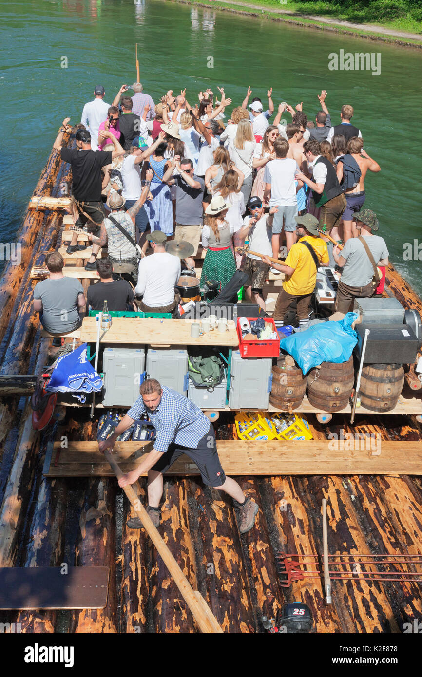 Rafting on the Isar near Thalkirchen, Munich, Upper Bavaria, Germany ...
