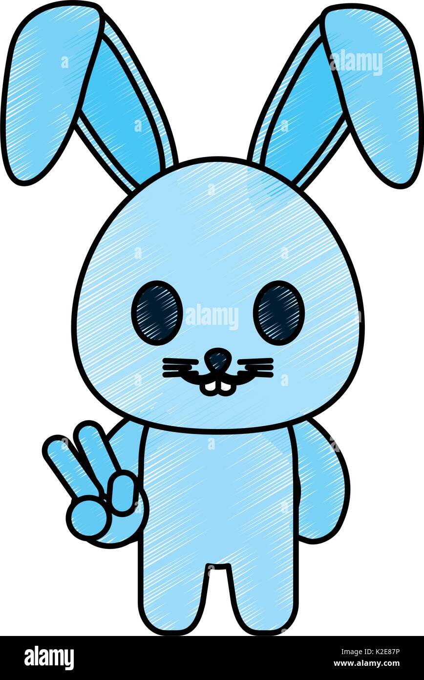 Colorful kawaii bunny doodle over white background vector illustration ...