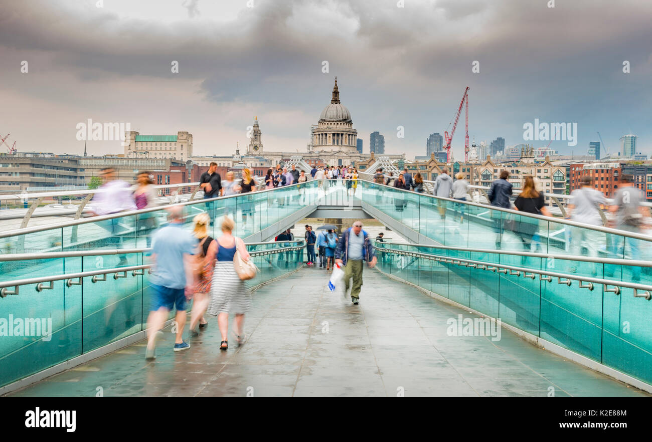 Millenium Bridge and St Paul's Cathedral, London, England, United ...